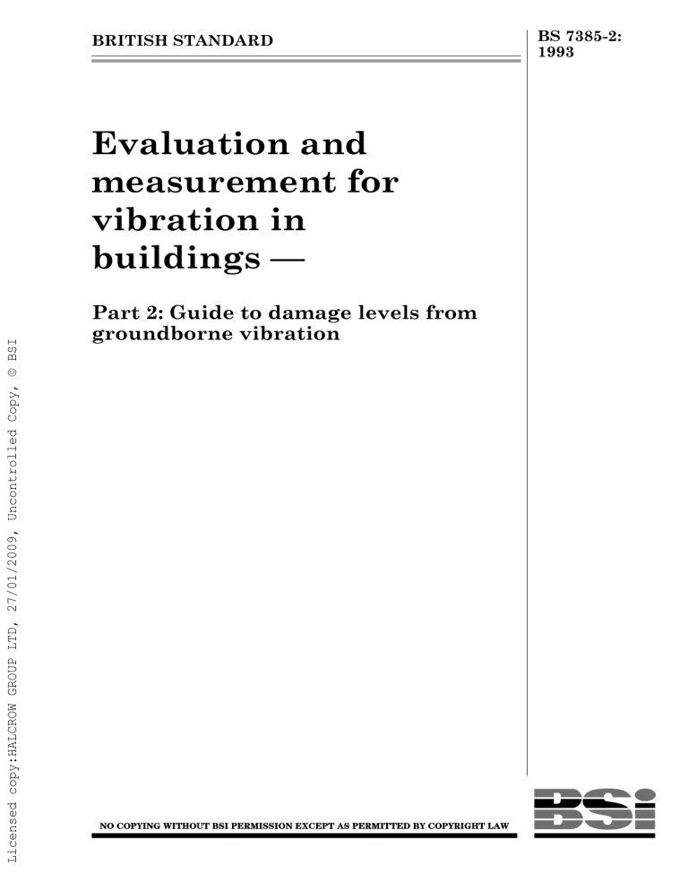 BS 7385-2:1993 Vibration in Buildings Damage Guide
