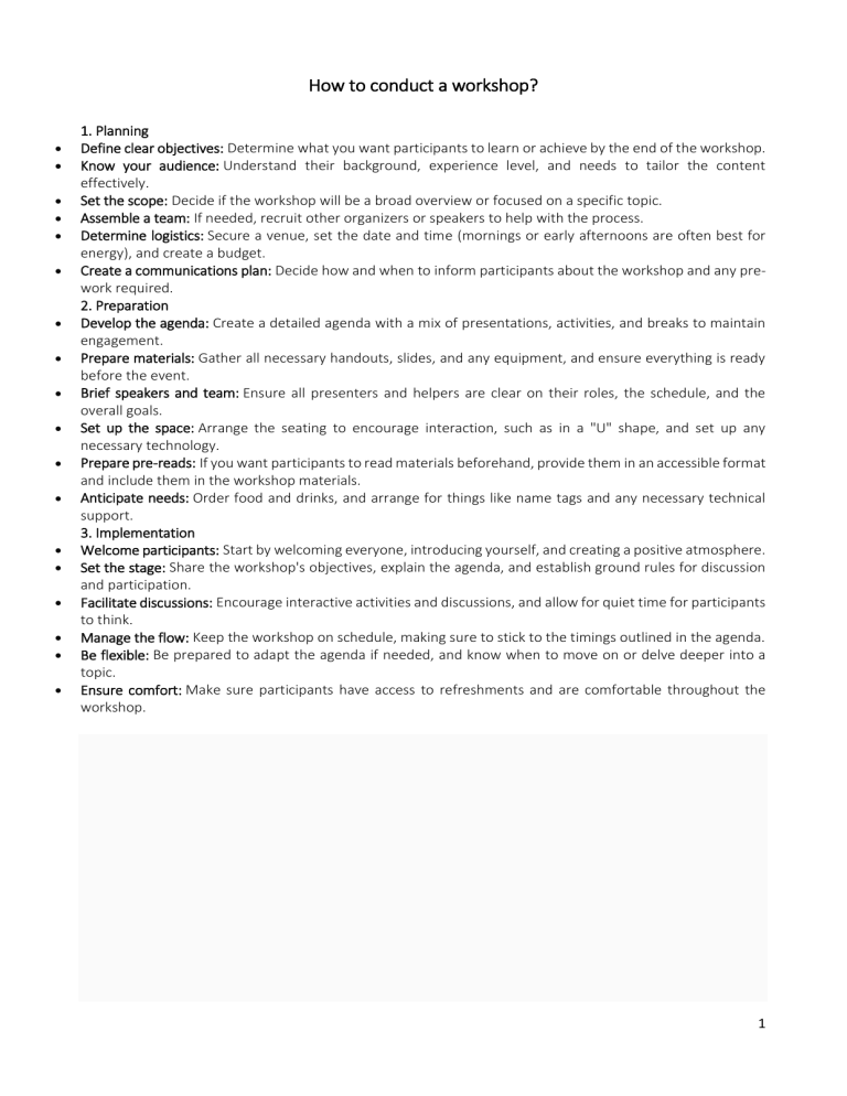 How to Conduct a Workshop: Planning, Preparation, Implementation