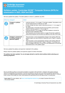 IGCSE Additional Mathematics (0606) Syllabus Update 2025-2027