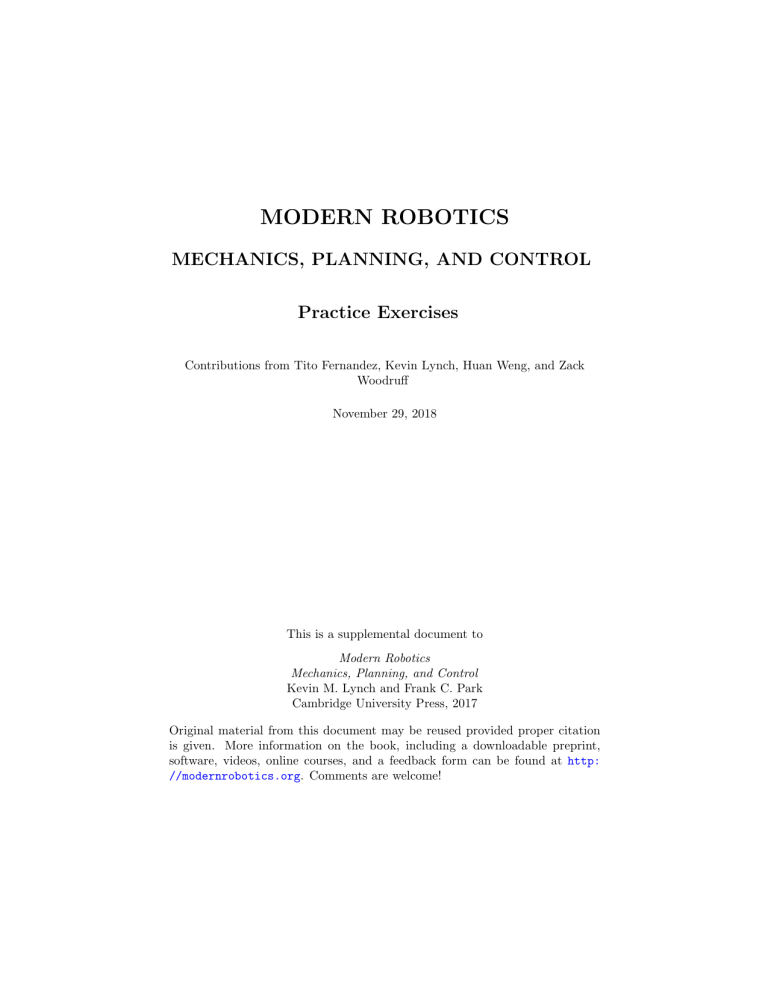 Modern Robotics Practice Exercises