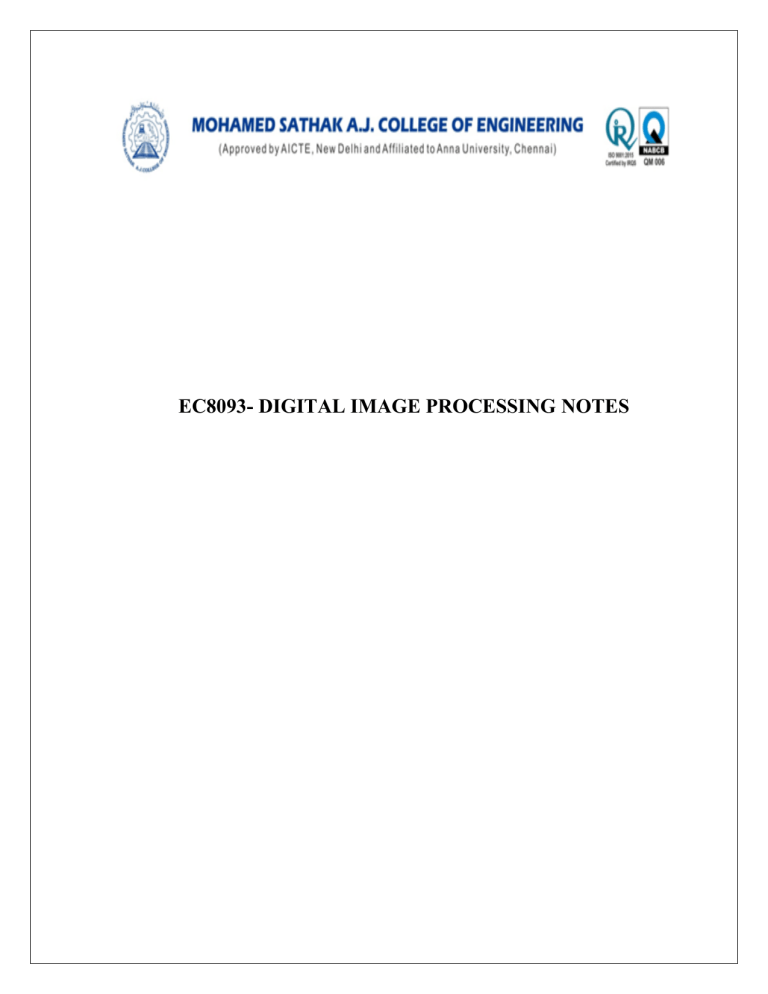 Digital Image Processing Notes EC8093