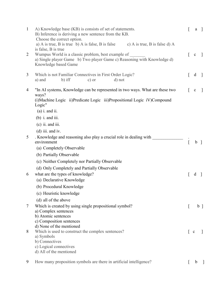 AI Multiple-Choice Quiz: Knowledge & Logic Questions