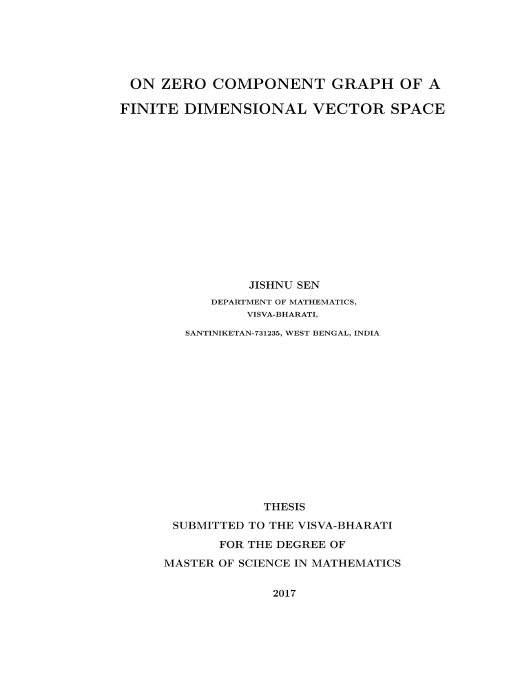 Zero Component Graph of Finite Dimensional Vector Space Thesis