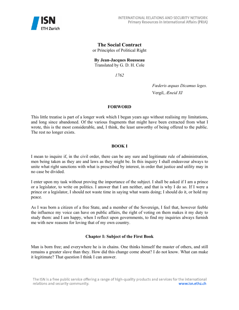 The Social Contract by Rousseau: Political Philosophy Classic