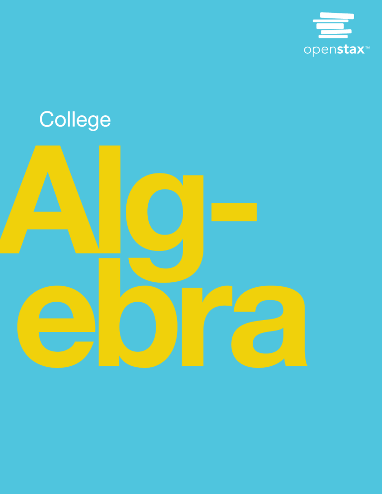 College Algebra Textbook by OpenStax