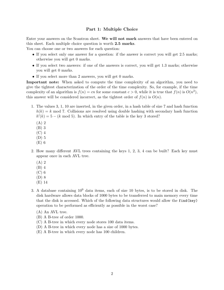 CS2210A Final Exam: Data Structures & Algorithms