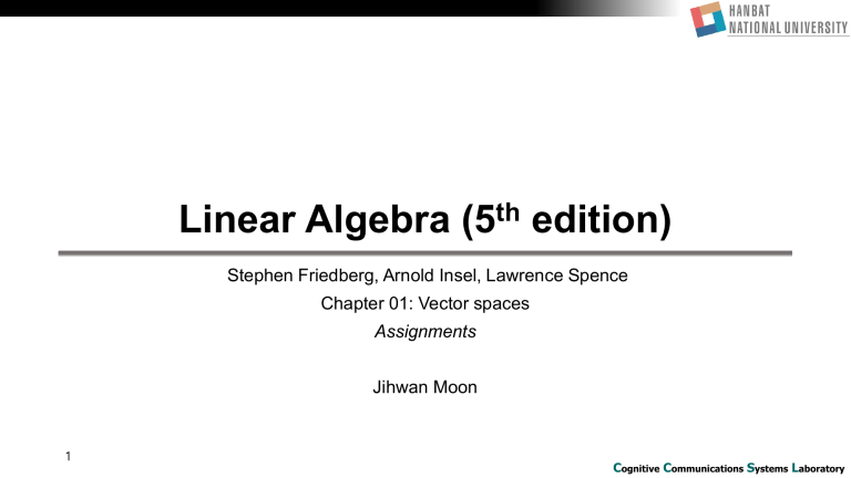 Linear Algebra Chapter 1 Assignments (5th Ed)