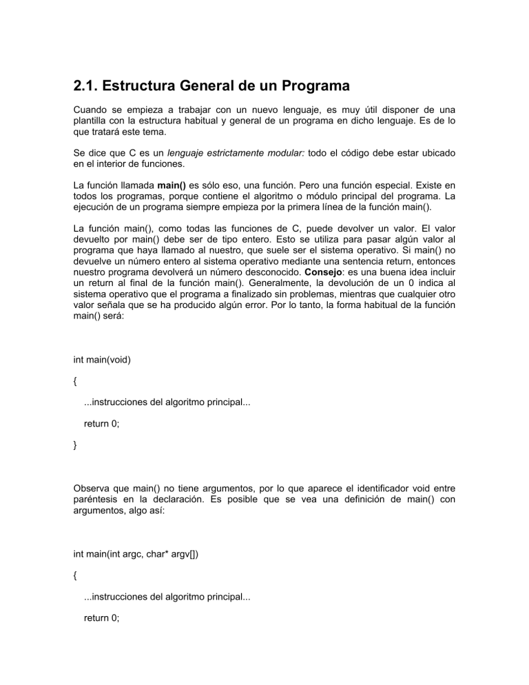 Estructura General de un Programa en C – Guía de Programación