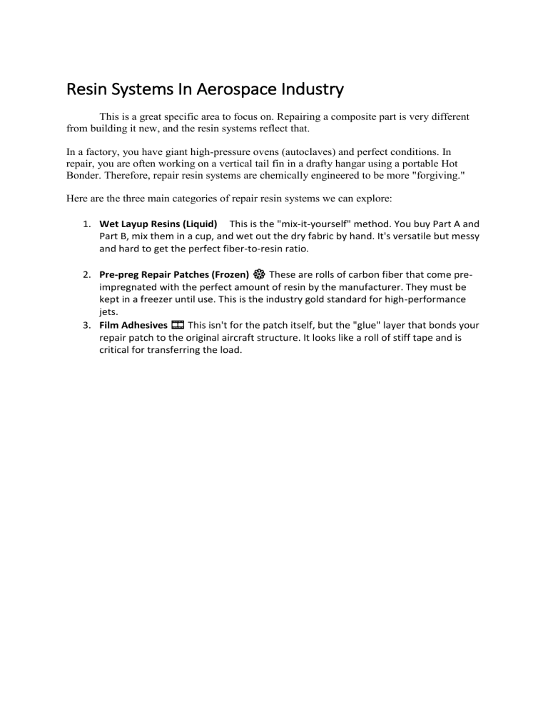 Aerospace Resin Systems: Repair & Types Guide