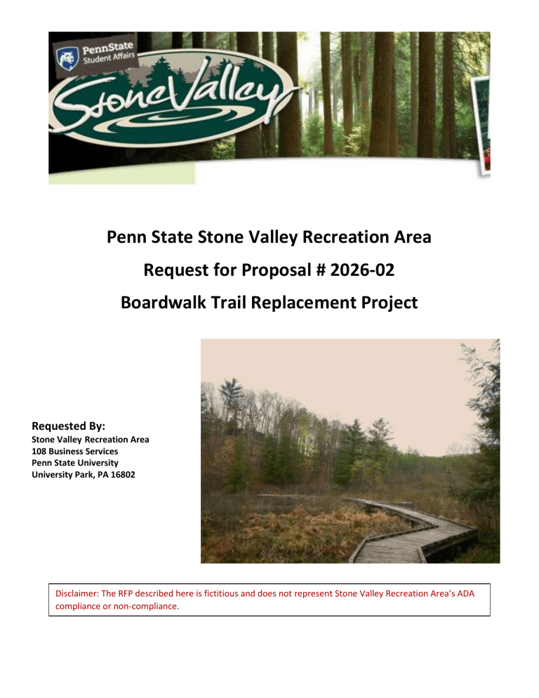 Penn State Stone Valley RFP: Boardwalk Trail Replacement