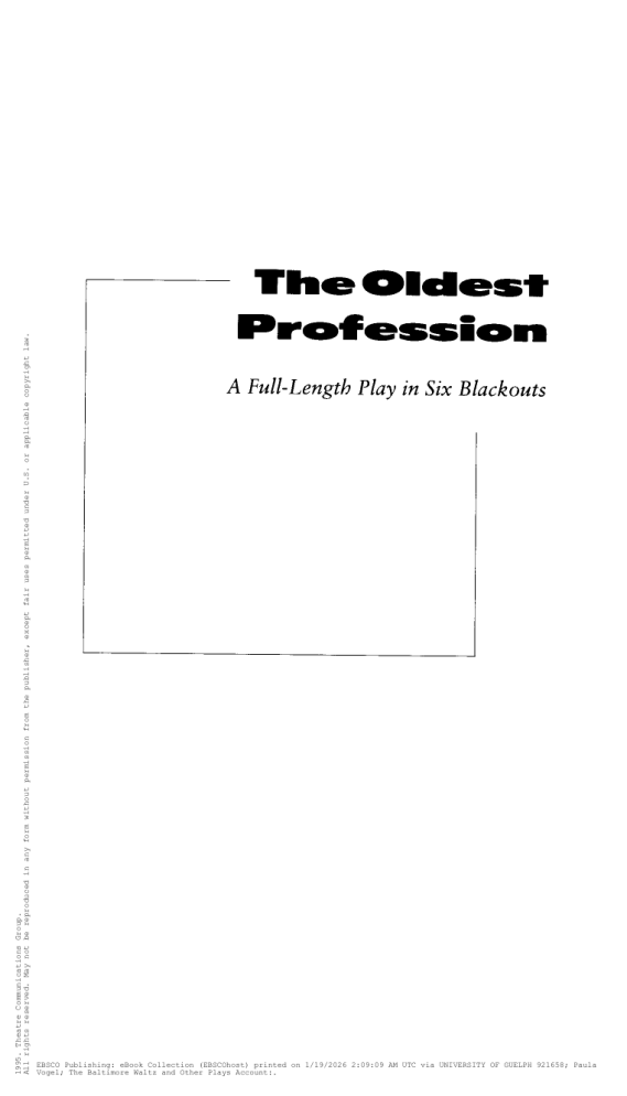The Oldest Profession: A Play by Paula Vogel
