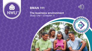 The Business Environment: Study Unit 1 Chapter 1