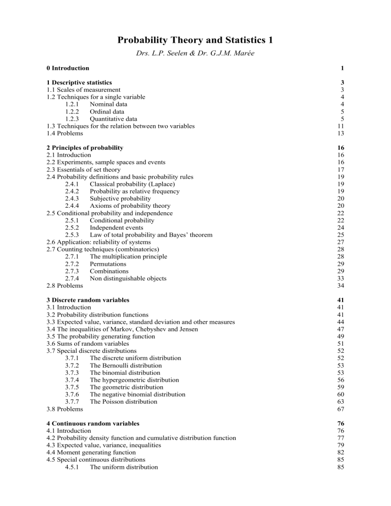 Probability Theory and Statistics 1 Textbook