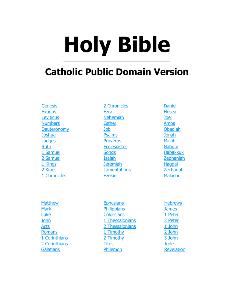 Holy Bible Catholic Public Domain Version