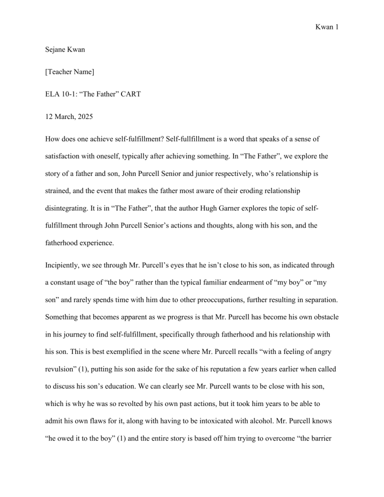 Literary Analysis of 'The Father' by Hugh Garner