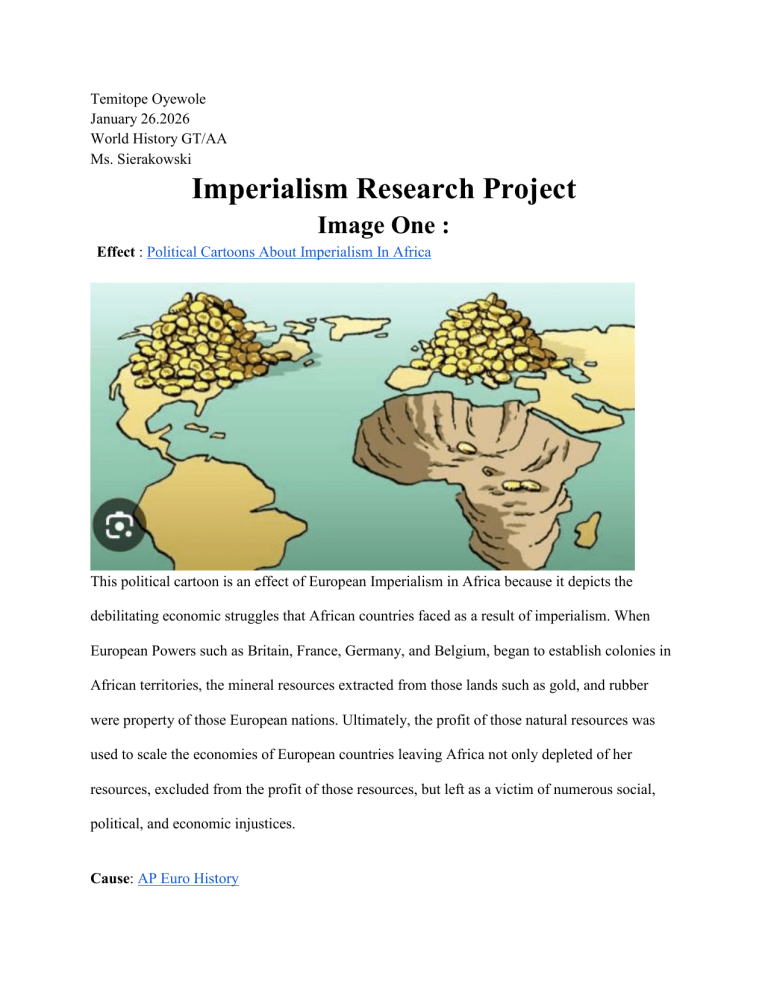 Imperialism Research Project: Causes & Effects in Africa